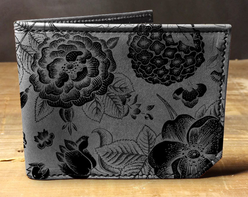 Floral Pattern Printmaker Leather Wallet